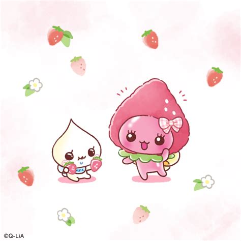 いちごって、おいしいよね〜 うるおいちゃん みるみるちゃん 」 しずくちゃん【公式】のイラスト