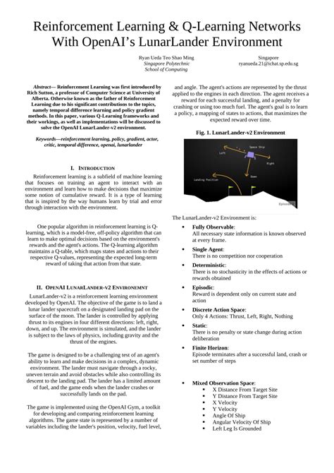 Pdf Reinforcement Learning And Q Learning Networks With Openais