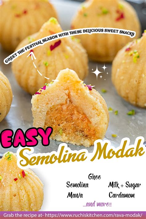 Rava Modak Step By Step Sooji Modak Recipe Ruchiskitchen