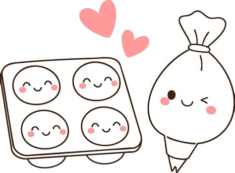 Cute Baking Tools With Smiling Faces And Hearts Express Joy In Kitchen 66564258 Vector Art At