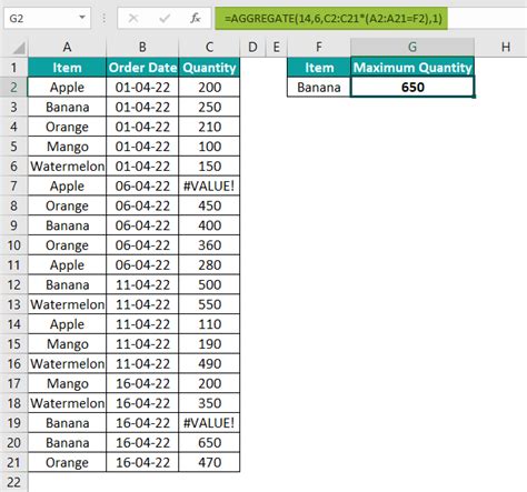 Aggregate Excel Function Formula Examples How To Use