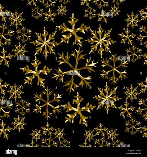 Winter Gold Low Poly Seamless Pattern Snowflake Concept Background