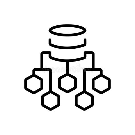 Black Line Icon For Data Flow Chart Process And Server Stock Vector Illustration Of Line