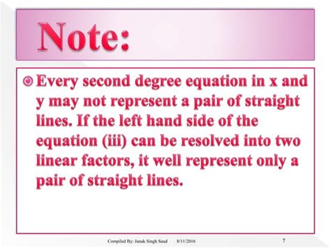 Introduction Of Equation Of Pair Of Straight Lines PPTX