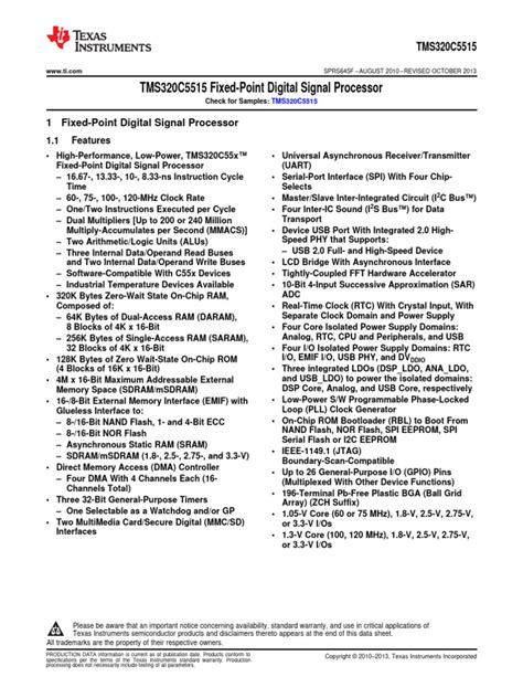 tms 320 c 5515 pdf digital signal processor central processing unit