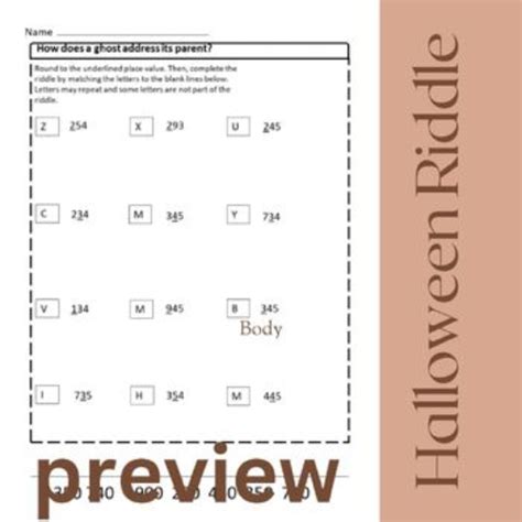 Halloween Rounding Riddle Classful