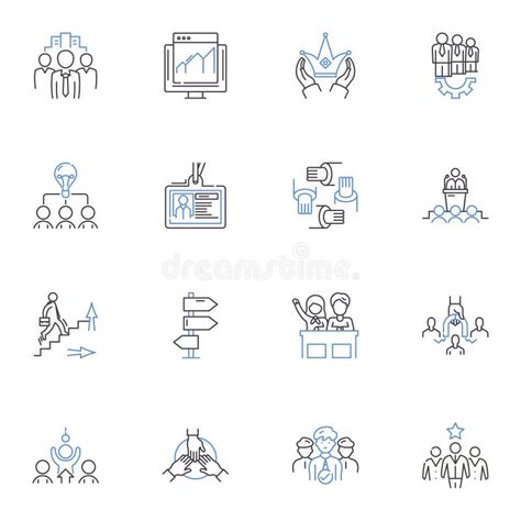Synchronized Collaboration Line Icons Collection Coordination