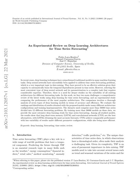 Pdf An Experimental Review On Deep Learning Architectures For Time