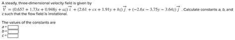 solved a steady three dimensional velocity field is given