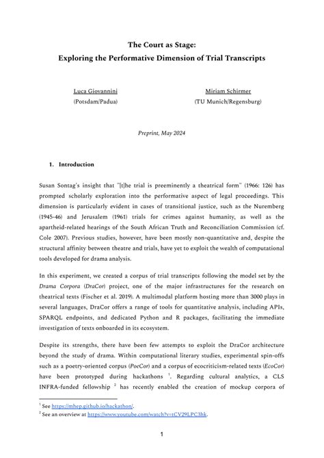 Pdf The Court As Stage Exploring The Performative Dimension Of Trial Transcripts