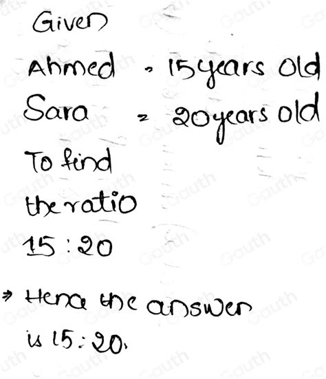 Solved Unit 5 Ratio And Proportion 1ahmed Is 15 Years Old And Sara