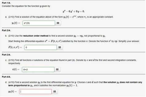solved part 1 4 consider the equation for the function y given by