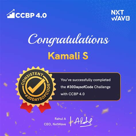 Kamali Senthilkumar On Linkedin Nxtwave Ccbp Ccbpian Consistency