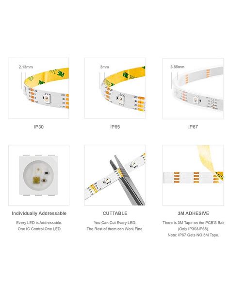 dc12v dual signal individually addressable ws2815 led strips