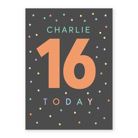 Personalised Colourful Polka Dots 16th Birthday Card Hallmark Uk