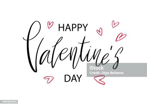 해피 발렌타인 데이 하루 현대 브러쉬 레터링입니다 핸드 붉은 마음으로 낭만적인 서 예에 작성 됩니다 카드 엽서 초대장 포스터