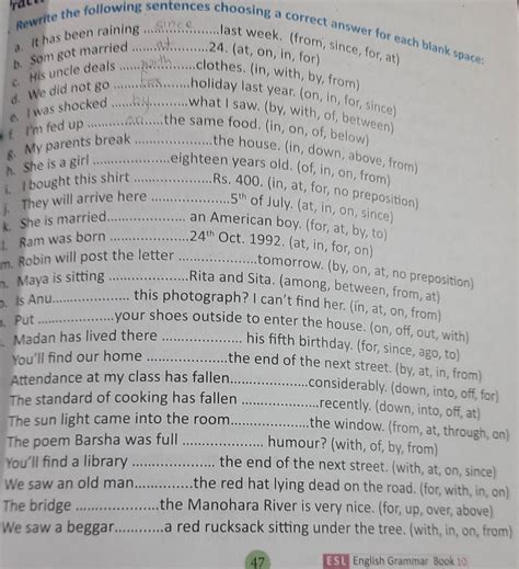 Rewrite the following sentences choosing a | StudyX