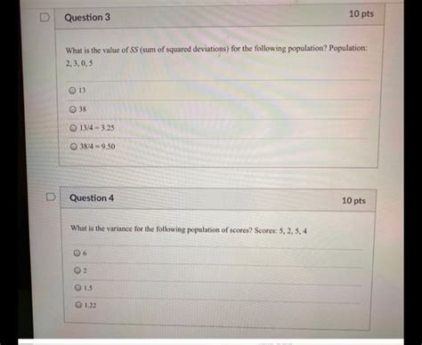 Solved Question Pts What Is The Value Of SS Sum Of Chegg
