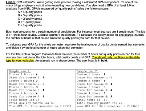 Solved In Java Please Lab B GPA Calculator We Re Getting Chegg Com