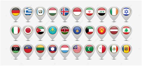 collection of map pointer or marker with flags template vector flag