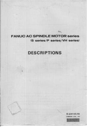 Fanuc AC Spindle Motor Series Descriptions Pdf CNC Manual