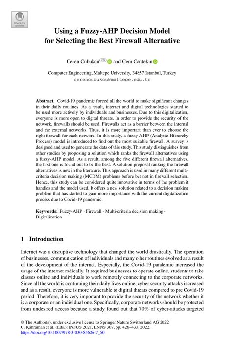 Pdf Using A Fuzzy Ahp Decision Model For Selecting The Best Firewall