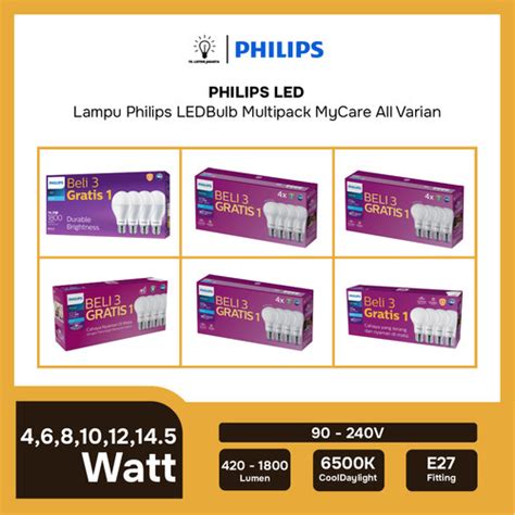 Promo Lampu Philips Led Bulb Multipack W W W W W W Watt Mycare Multipack W