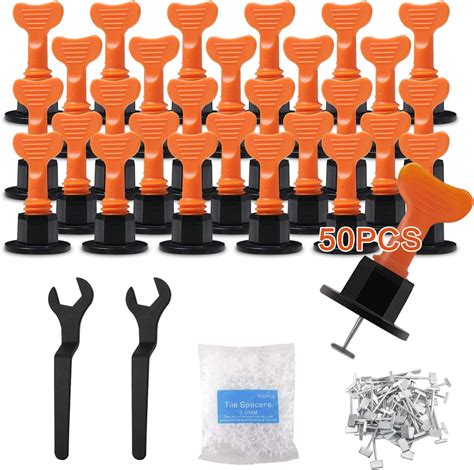 50pcs Tile Leveling System Kits With Special Wrench 2pcs And 500pcs 2mm Tile Spacers Reusable