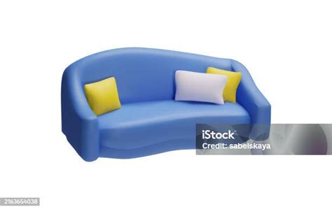 고립 된 배경에 베개가있는 파란색 소파의 현대 벡터 그림 3차원 형태에 대한 스톡 벡터 아트 및 기타 이미지 3차원 형태 가구 가정의 방 Istock