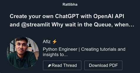Create Your Own Chatgpt With Openai Api And Streamlit Why Wait In The Queue When You Can Build