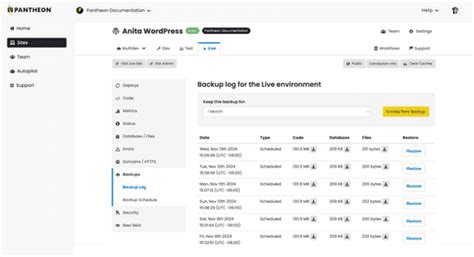 restore a backup backups pantheon docs