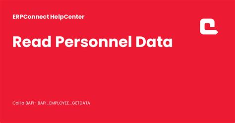 Read Personnel Data Erpconnect Helpcenter