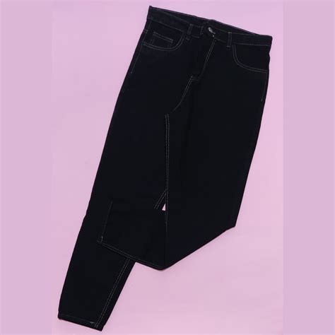 ترک جین شلوار جین مام استایل مشکی ایراد دار