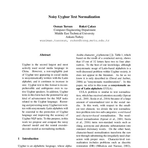 Noisy Uyghur Text Normalization Acl Anthology