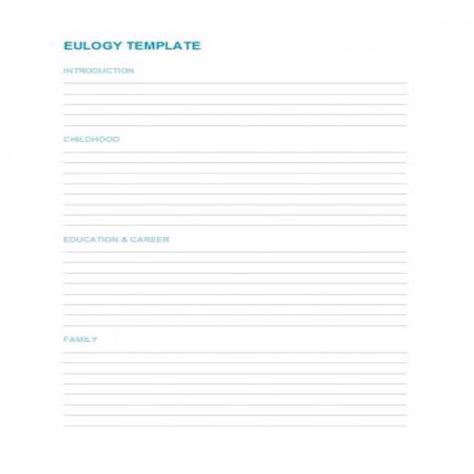 FREE Eulogy Templates Besty Templates