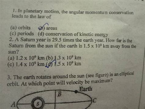 In Planetary Motion The Angular Momentum Conservation Leads To The Law O
