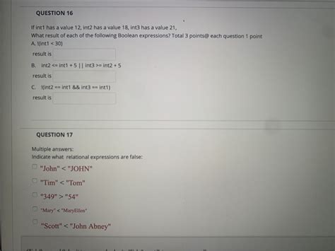 Solved Question 16 If Int1 Has A Value 12 Int2 Has A Value