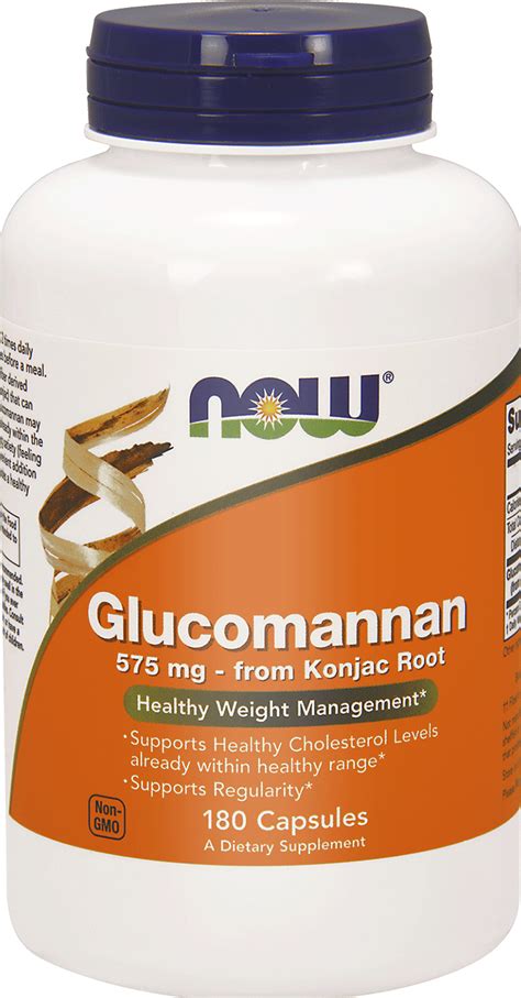 NOW FOODS GLUCOMANNAN – BŁONNIK Z KORZENIA KONJAC – 575 MG – 180 ...
