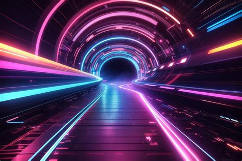 Premium Photo Abstract Futuristic Stream Digital Data Neon Speed Motion Glowing Light Trails