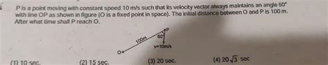 [answered] p is a point moving with constant speed 10 m s such that its