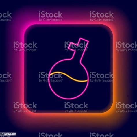 빛나는 네온 라인 테스트 튜브와 검은 배경에 고립 된 플라스크 화학 실험실 테스트 아이콘 실험실 유리 제품 기호 다채로운 개요 개념 벡터 건강 검진에 대한 스톡 벡터 아트