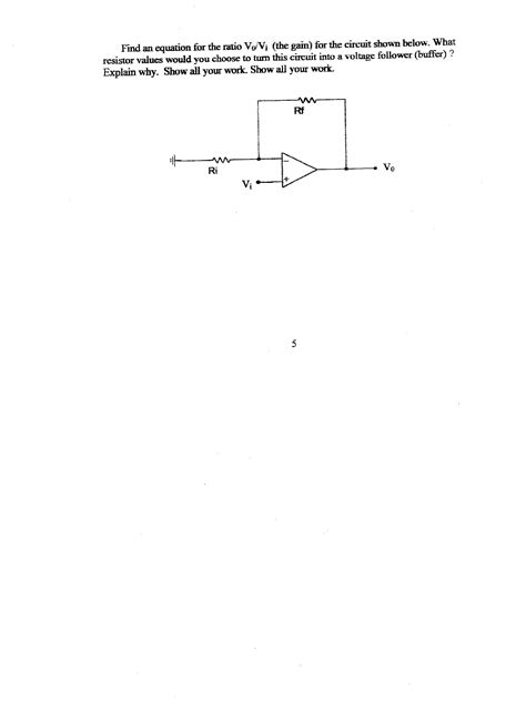 Solved Find An Equation For The Ratio V 0 V 1 The Gain For Chegg Com