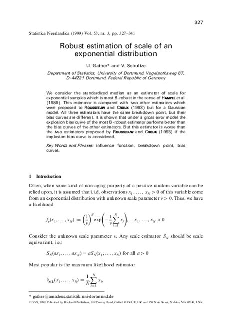 Pdf Robust Estimation Of Scale Of An Exponential Distribution
