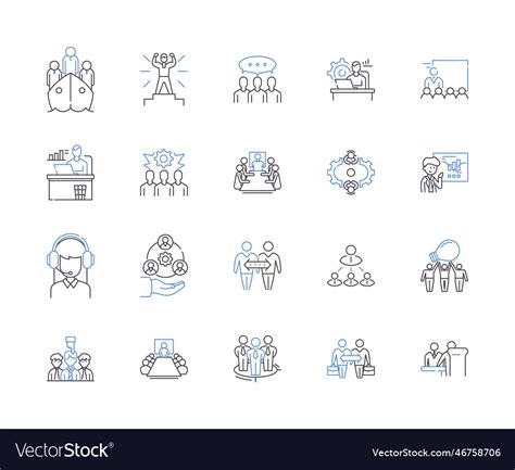 Staff Workflow Outline Icons Collection Royalty Free Vector