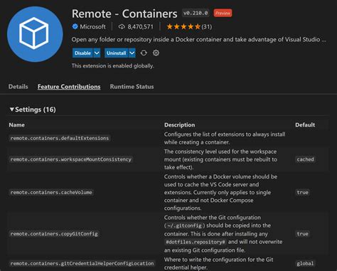 Documentation For Remote Container Extension Settings · Issue 6128