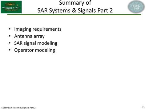 Ppt Sar System And Signals Part 2 Ee880 Synthetic Aperture Radar Powerpoint Presentation Id