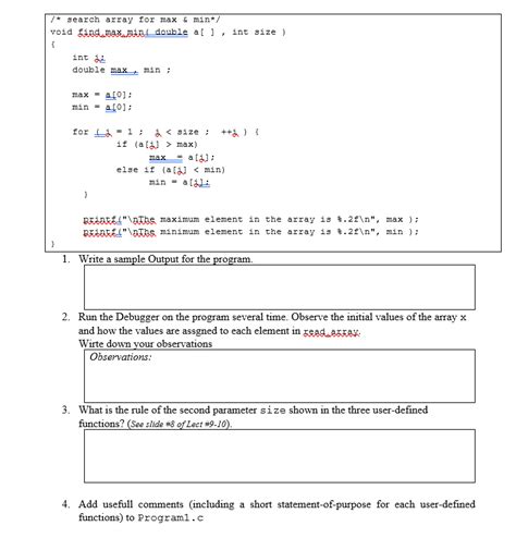 solved search array for max and min void find max mind