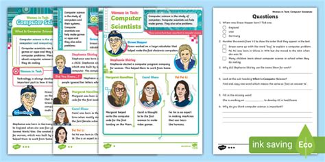 Ks1 Women In Tech Computer Scientists Reading Comprehension