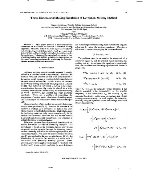Pdf Three Dimensional Moving Simulation Of Levitation Melting Method