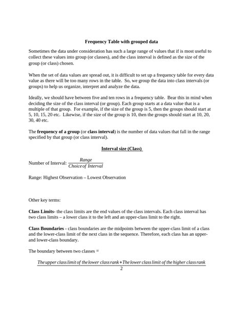 Handout Histogram And Frequency Table Group Data Pdf Histogram